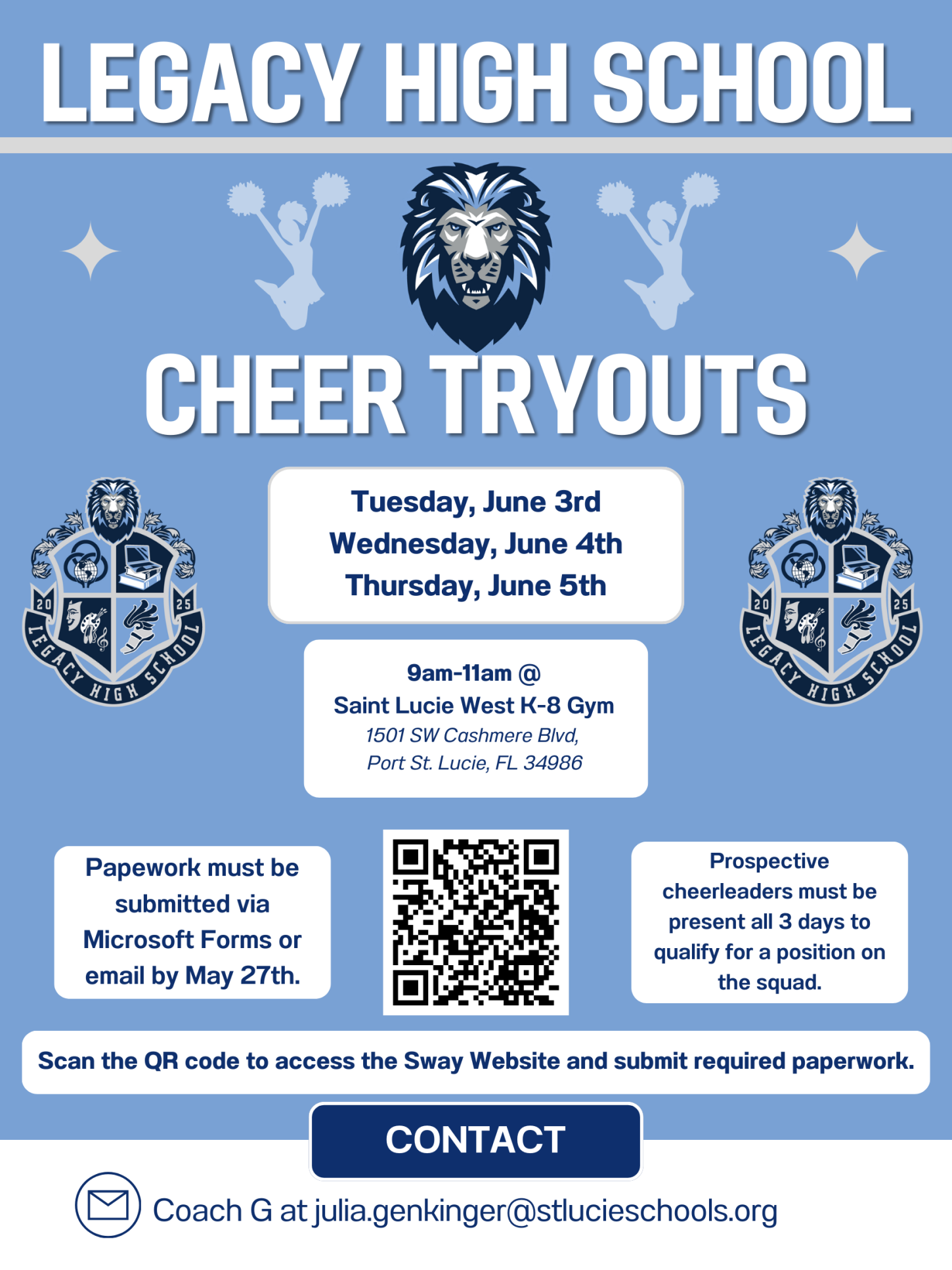 Cheerleading Tryouts – Legacy High School