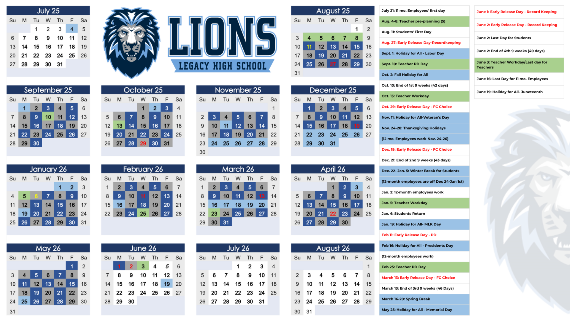 Block and Bell Schedule Released – Legacy High School