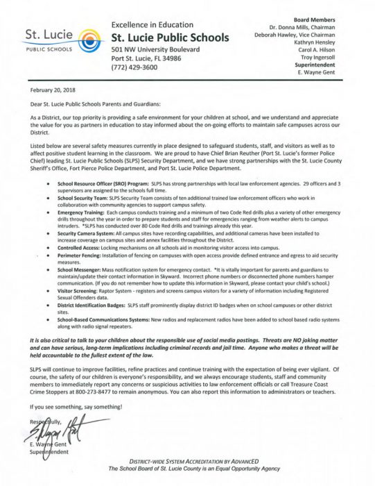 Parent Letter – School Safety Measures 2-18-20-1 | Lincoln Park Academy