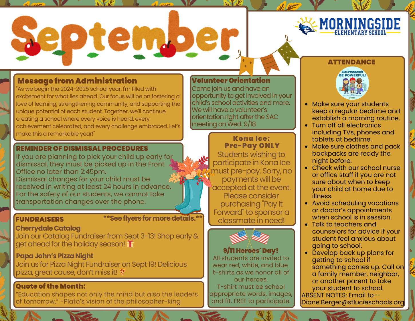 Calendar & Newsletter – Morningside Elementary