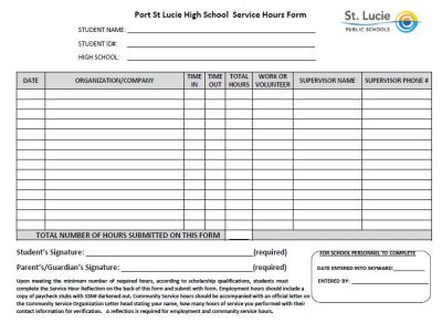 Volunteer Hours & Community Service – Port St. Lucie High School
