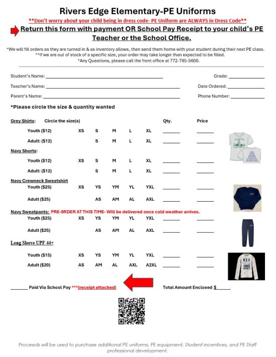PE Uniforms – River's Edge Elementary School