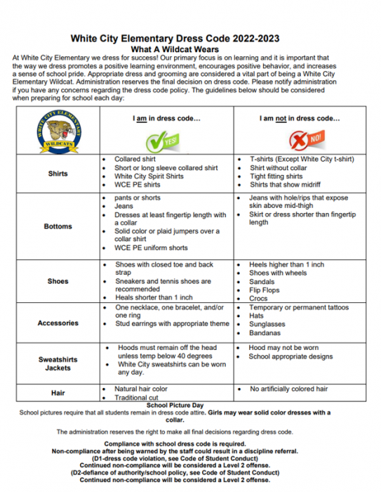 WCE Dress Code – White City Elementary